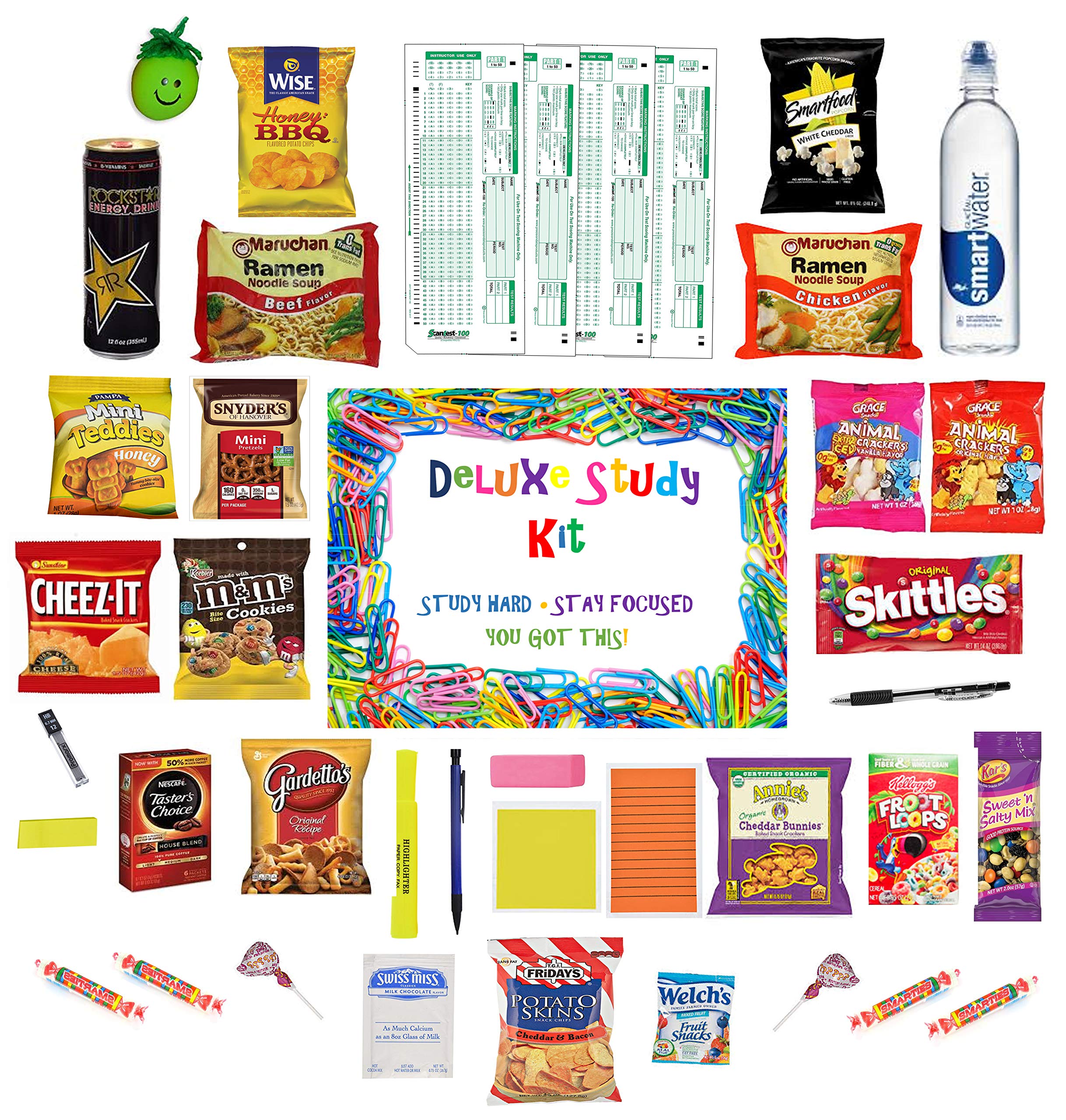 Buy Study Snack Pack - Campus Care Package - Scantrons, Study Tools, Smart Foods, Nuts, Coffee ...