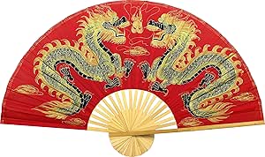 Amazon.com: Dragons Folding Wall Fan Hand-painted Chinese Decor Artwork ...