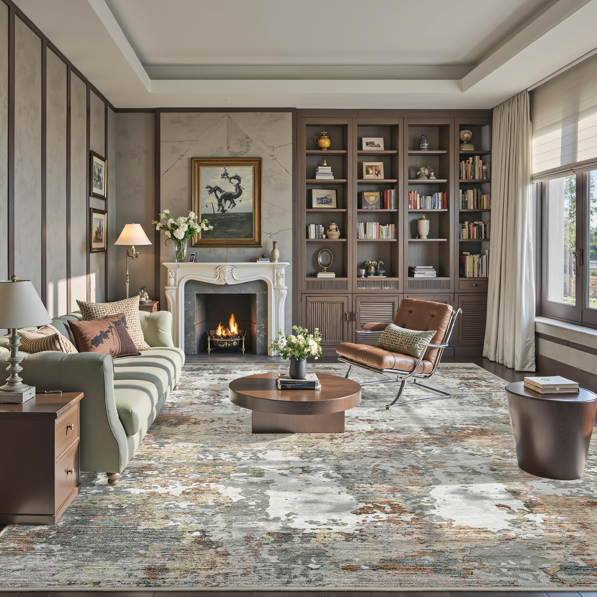 Art&Tuft Washable Rug, Anti-Slip Backing Abstract Area Rugs, Stain ...