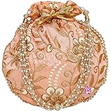 Ekavya Indian Ethnic Designer Embroidered Silk Potli Bag Batwa Pearls ...