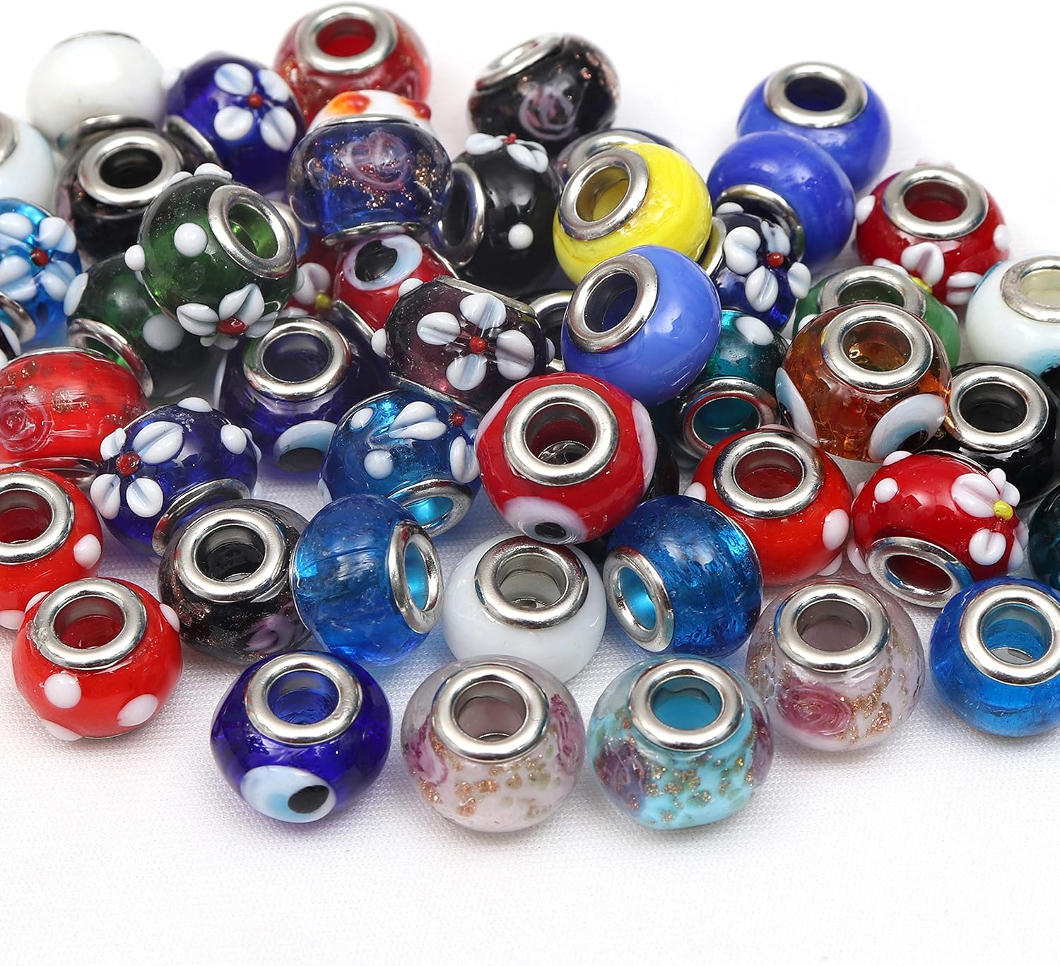 Kurtzy Perline Vetro Murano (50 Pz) - 14mm Perline Rotonde in Vetro di ...
