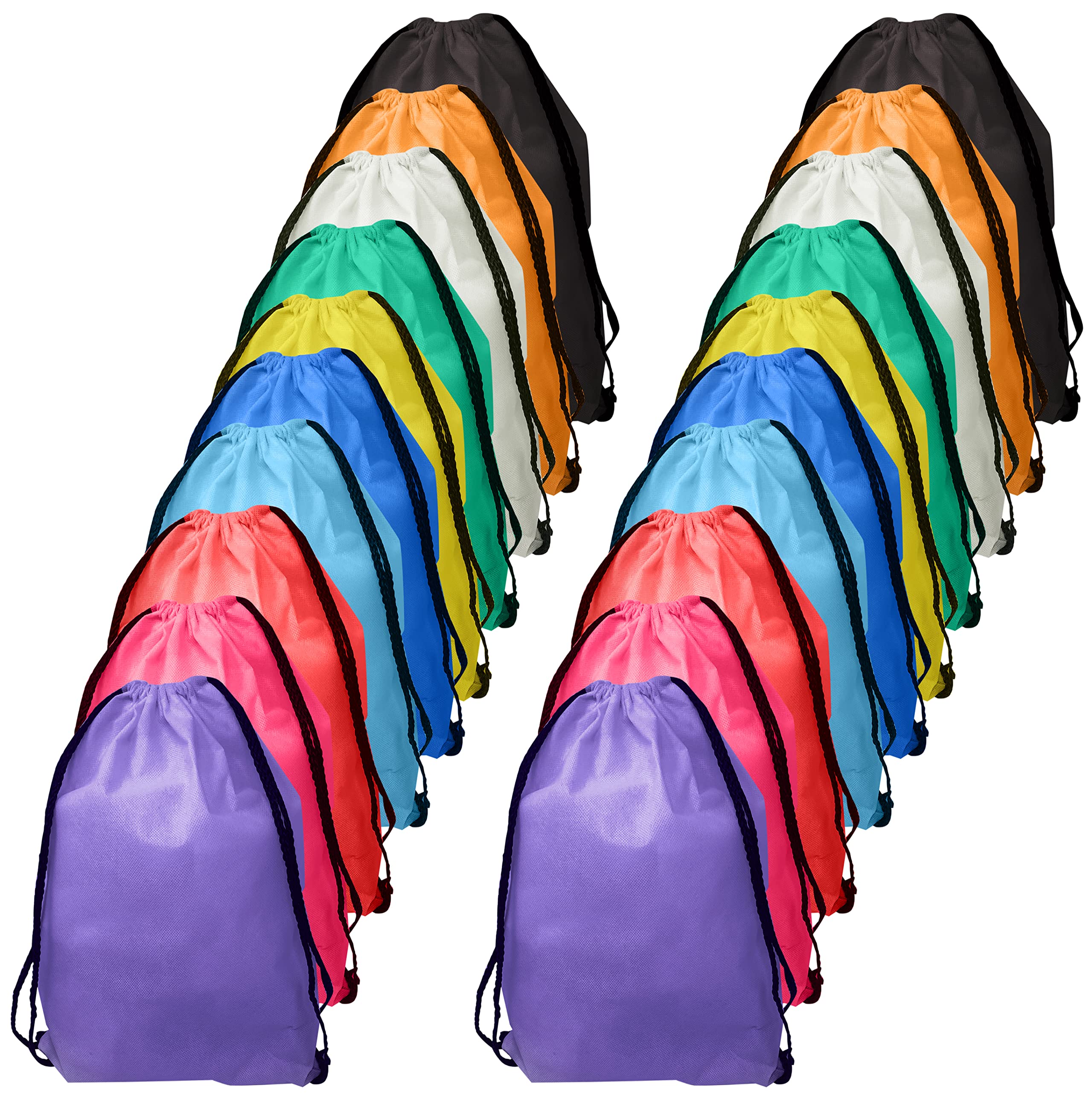 Podzly Bulk 50 Pack Drawstring Backpacks - Brightly Colored Sturdy and Washable Polyester String ...
