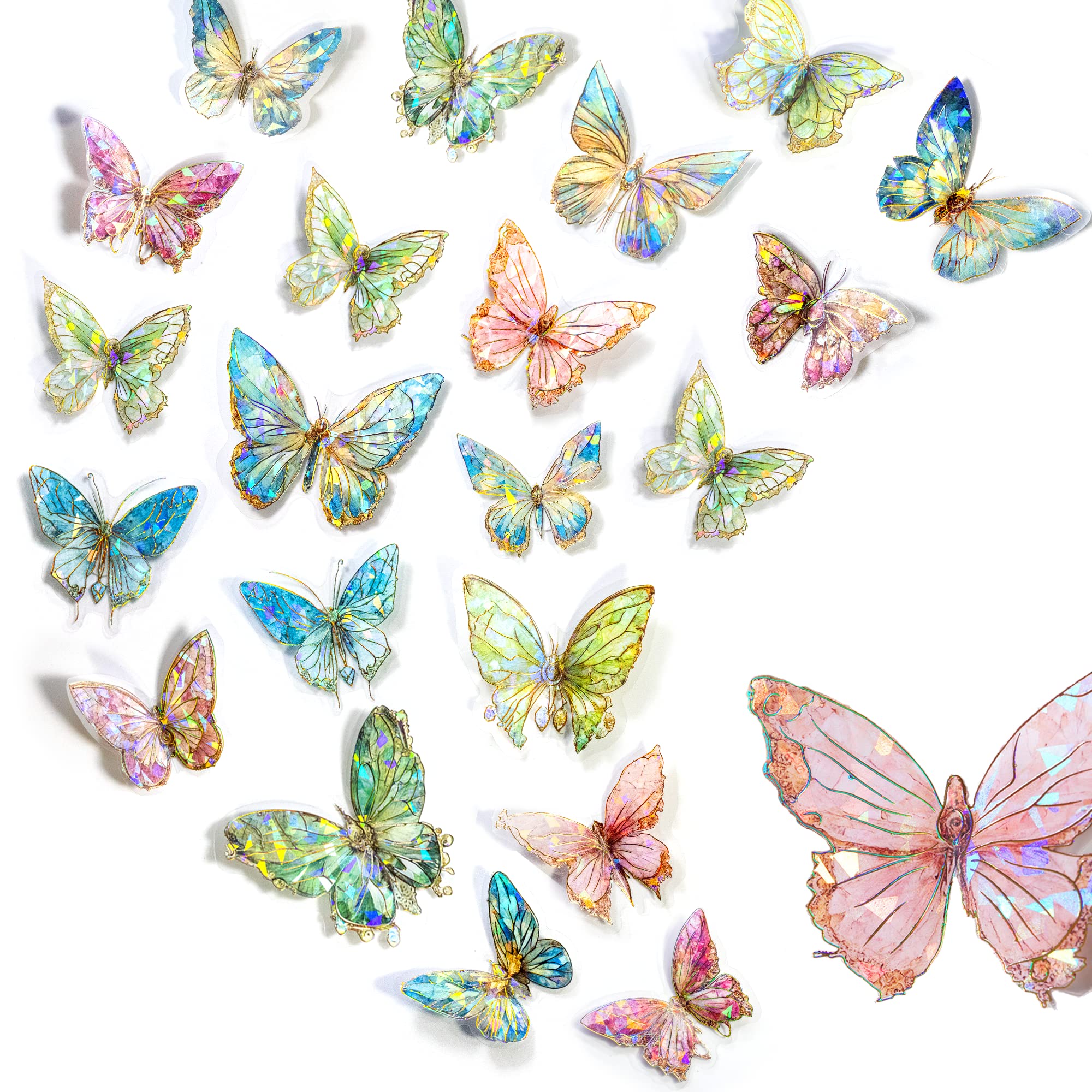 Aromoty Butterfly Stickers Set Ice Crystals Holographic Shiny ...