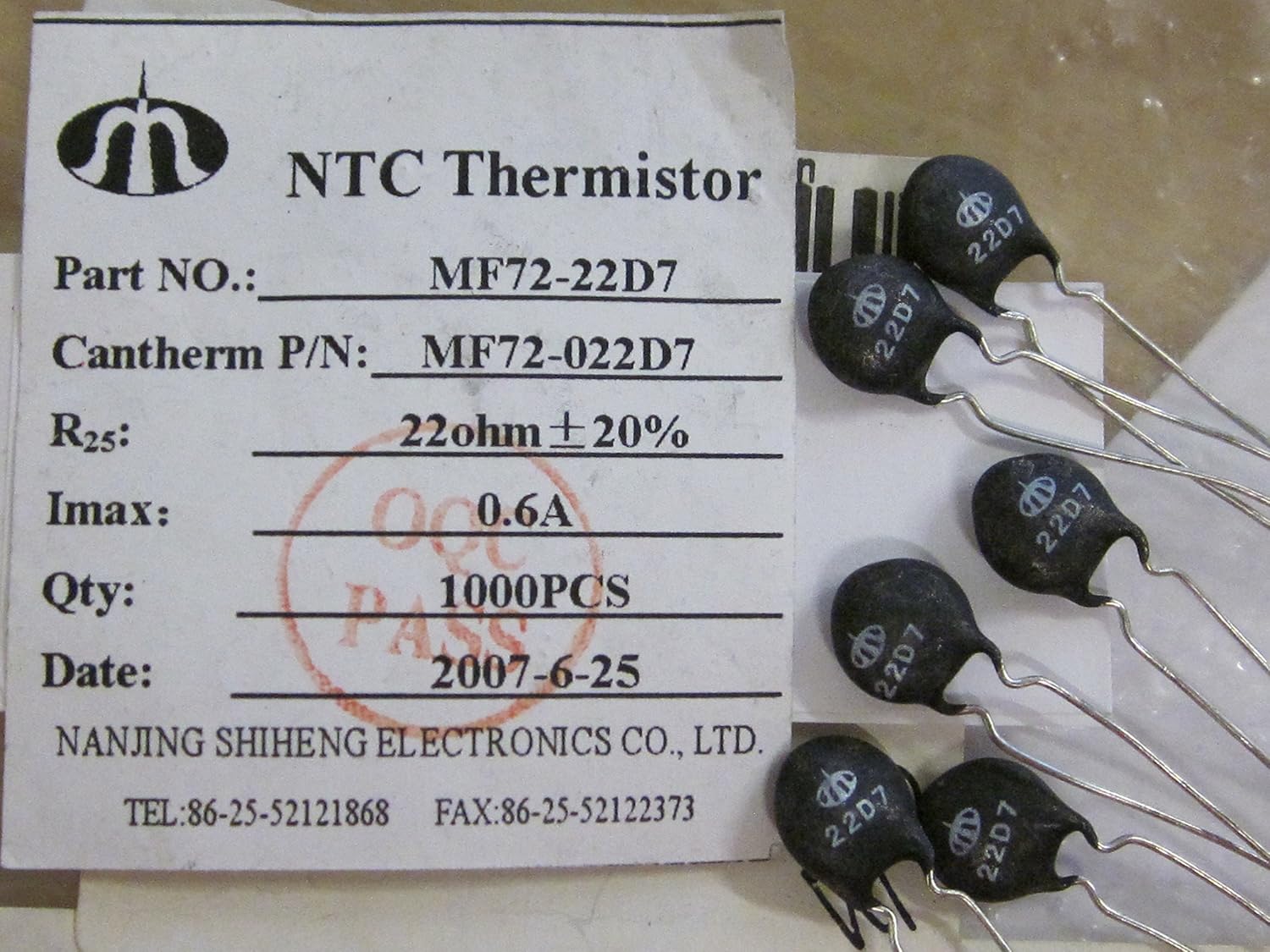 NTC THERMISTOR Current Limiter, Inrush, 22 Ohm (10 PC PACK): Amazon.com ...