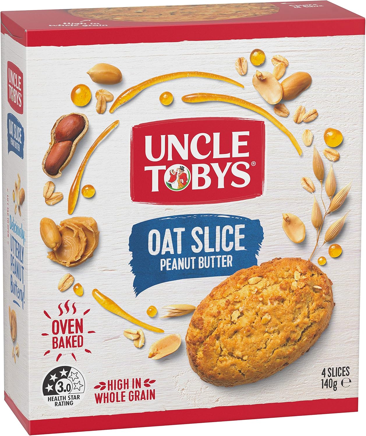 UNCLE TOBYS Uncle Tobys Oat Slice Peanut Butter, 4 Count, Peanut Butter ...