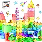 Amazon.com: Playmags 100-Piece Magnetic Tiles Building Blocks Set, 3D ...