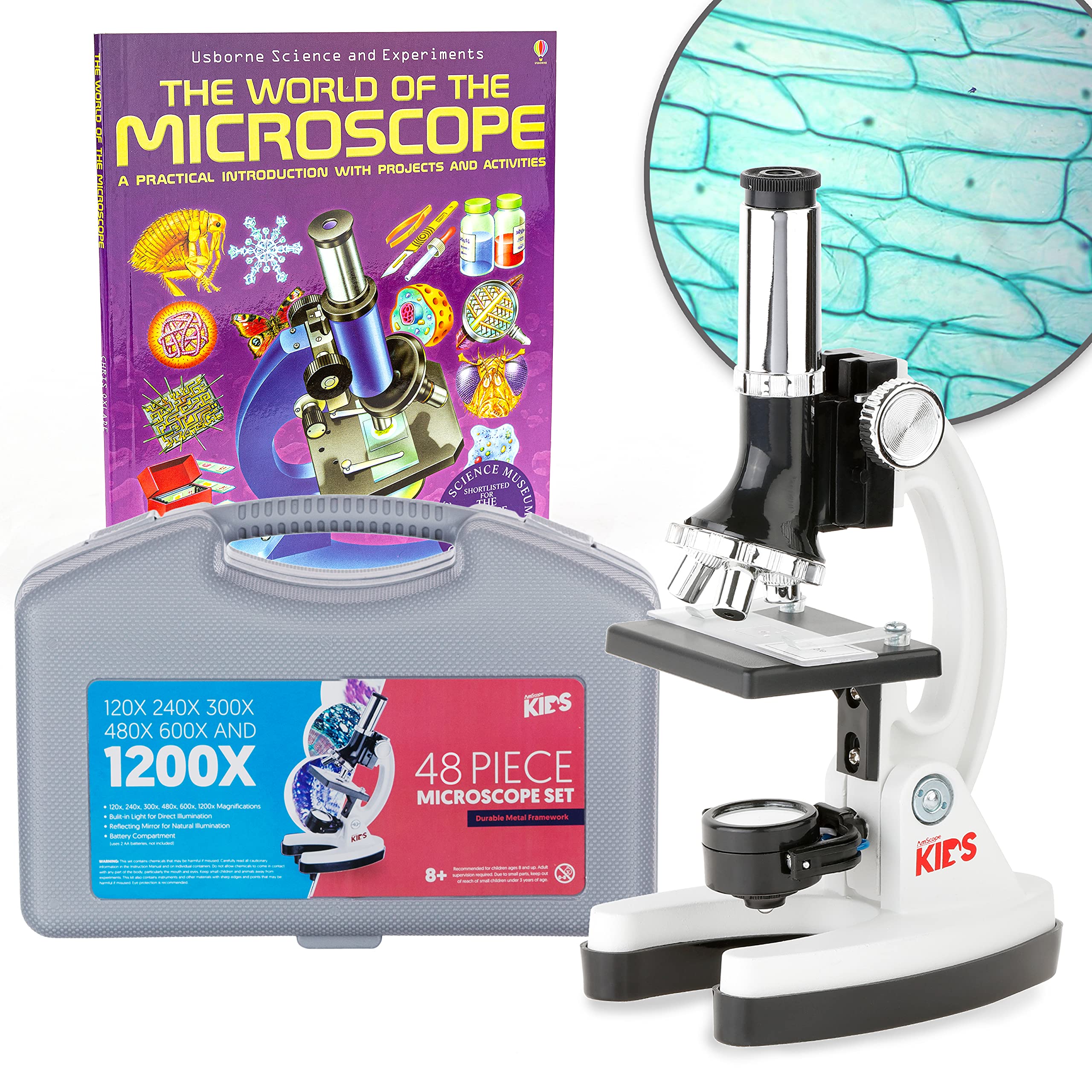Mua AmScope 1200X 48-pcs Kids Student Beginner Microscope Kit with ...