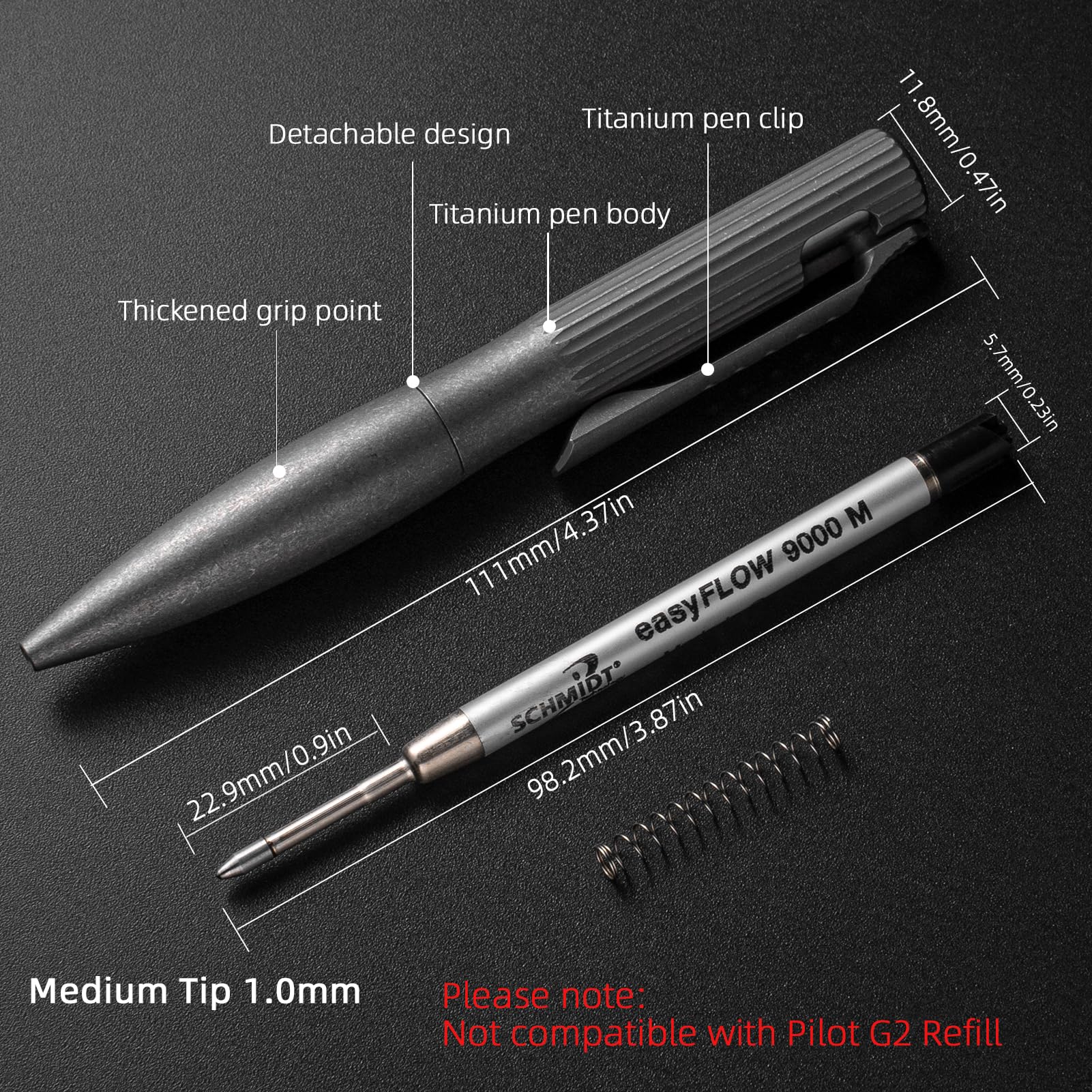 Mua TIMULTI Titanium Bolt Action Pen, 4.4'' Mini Ballpoint Pen, Durable ...