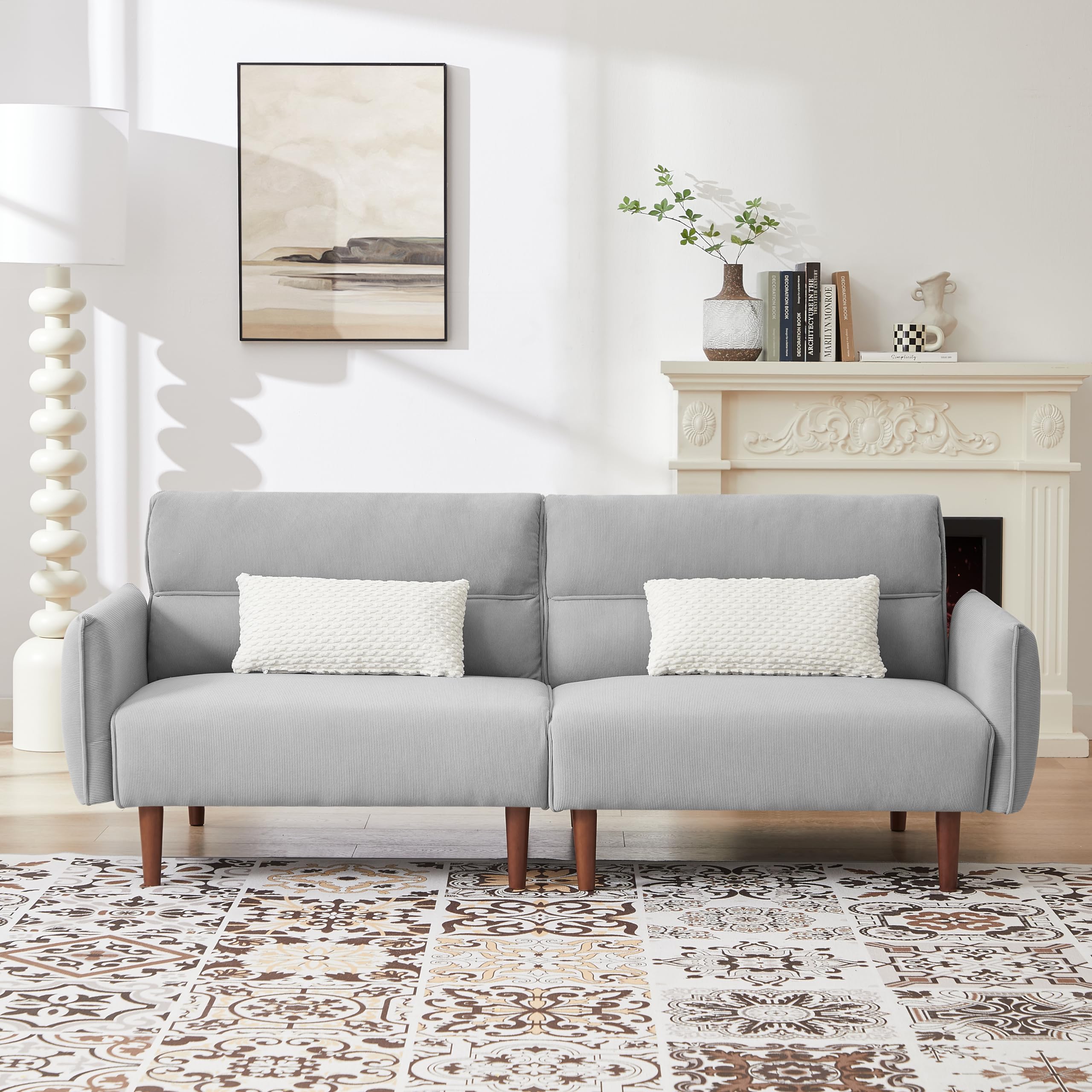 Convertible Sofa Bed Adjustable Sleeper Loveseat Couch Modern Corduroy ...