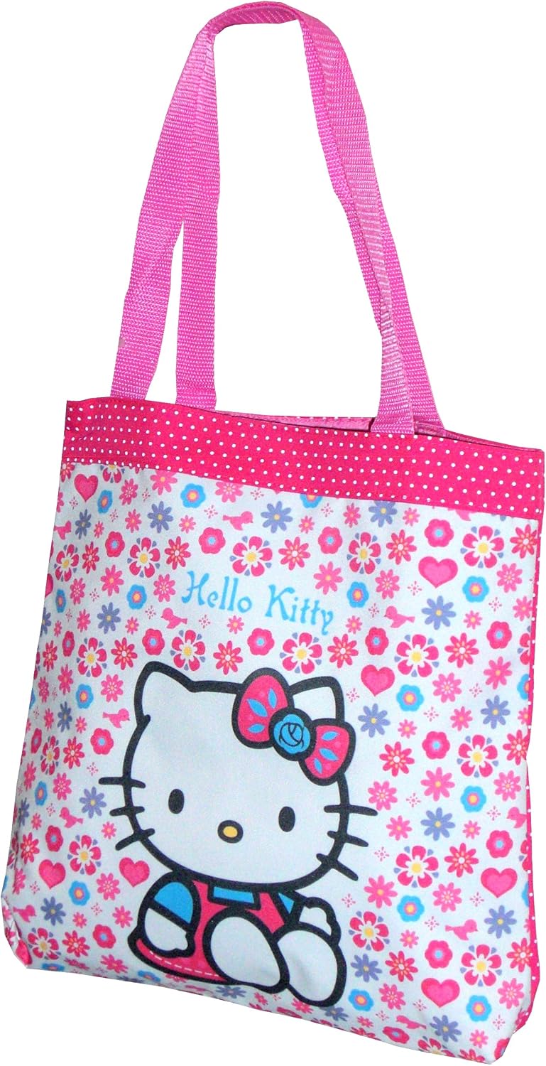 HELLO KITTY FOLKSY SHOPPING TOTE BAG SHOPPER HAND TRAVEL FASHION GIFT ...
