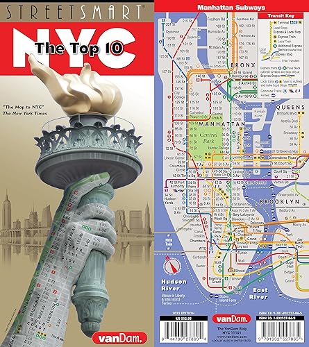 StreetSmart NYC Top 10 Map by VanDam — Laminated pocket size NYC Street ...