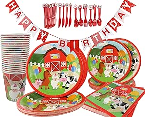 Amazon.com: Barnyard Farm Animals Birthday Party Supplies 142 Piece Kit ...