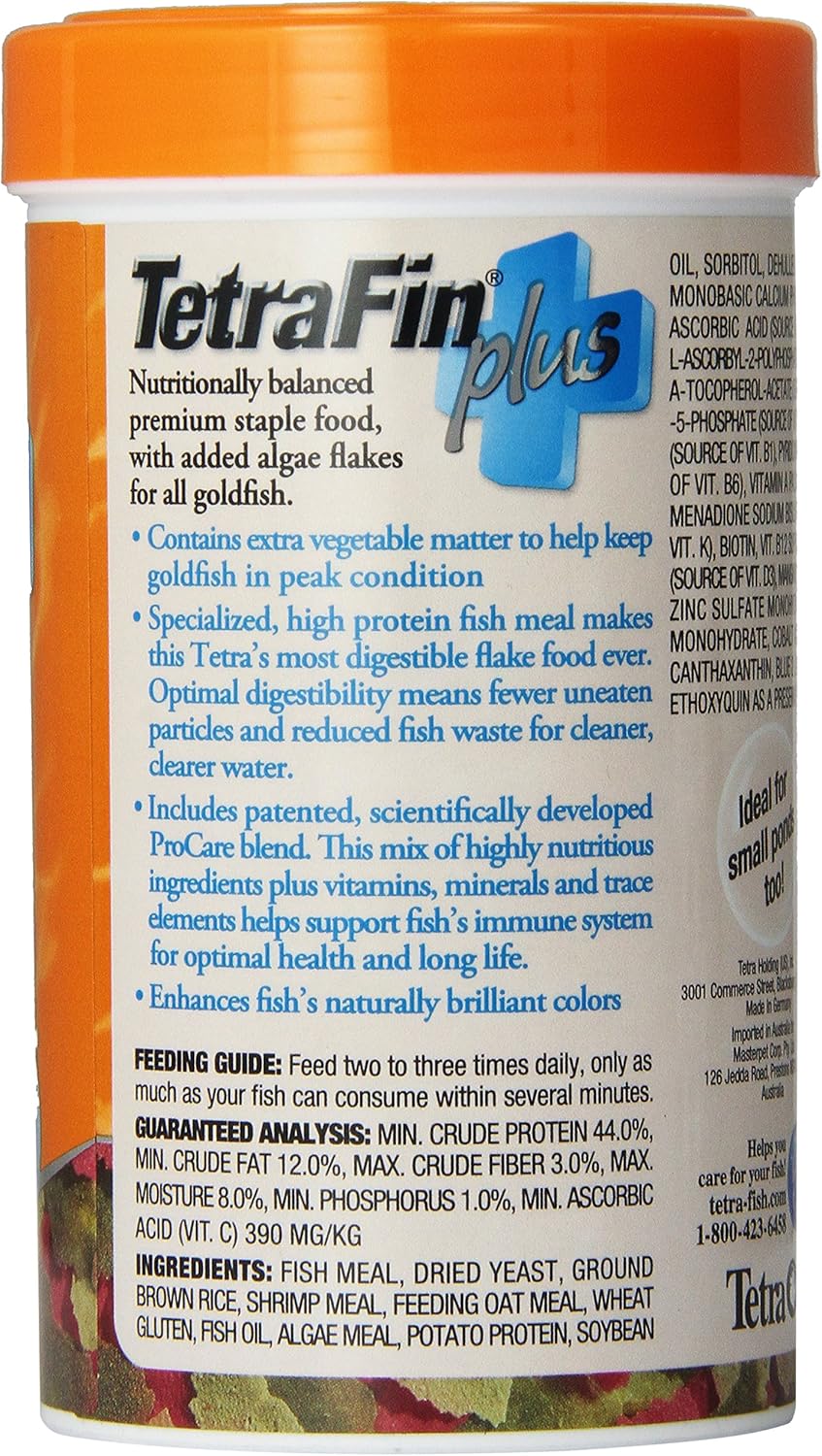 TetraFin Plus Goldfish Flakes 2.2 Ounces, Balanced Diet, With Algae To ...