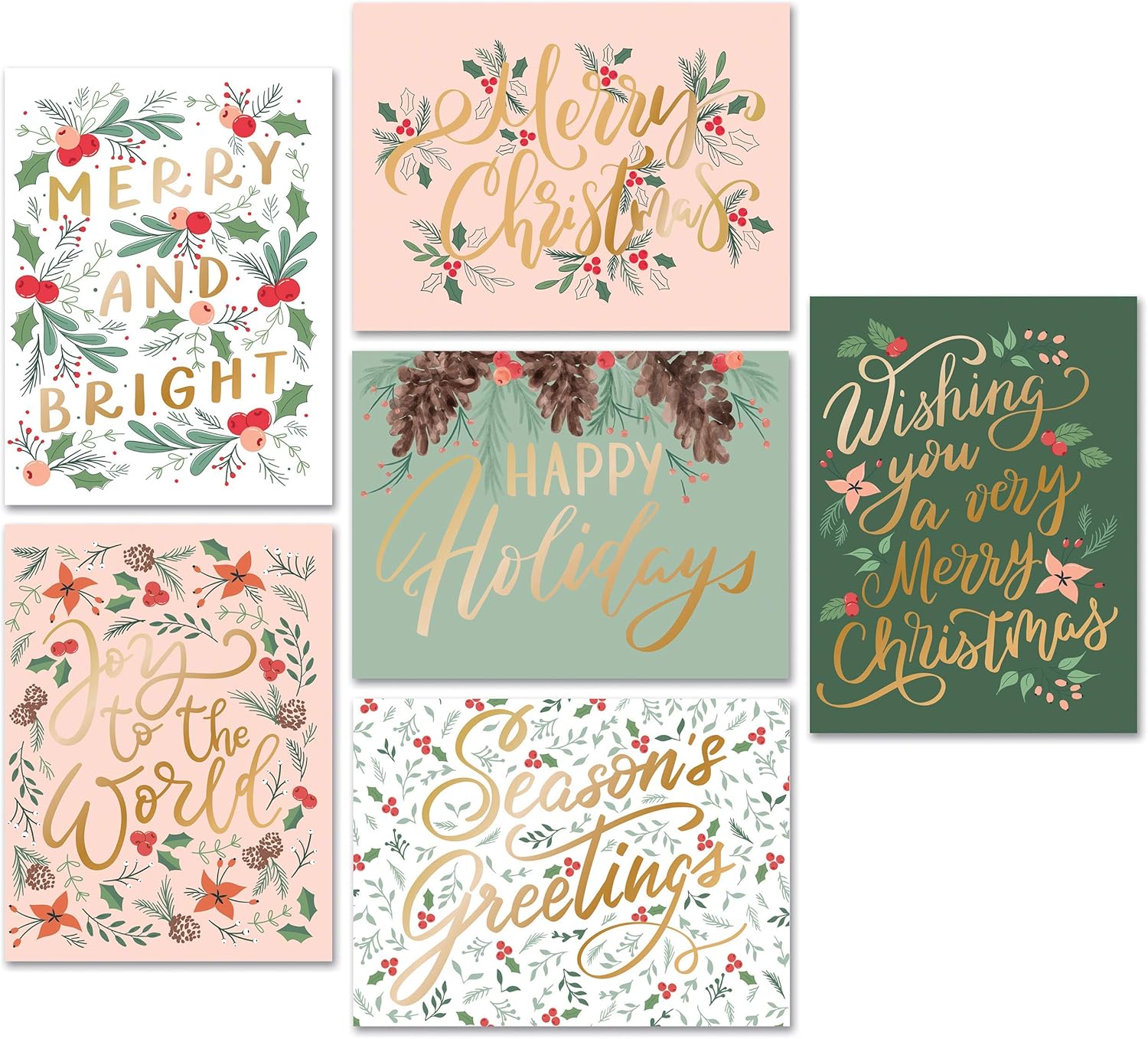 Sweetzer & Orange Text Christmas Cards - 6 Typography Designs with Gold ...