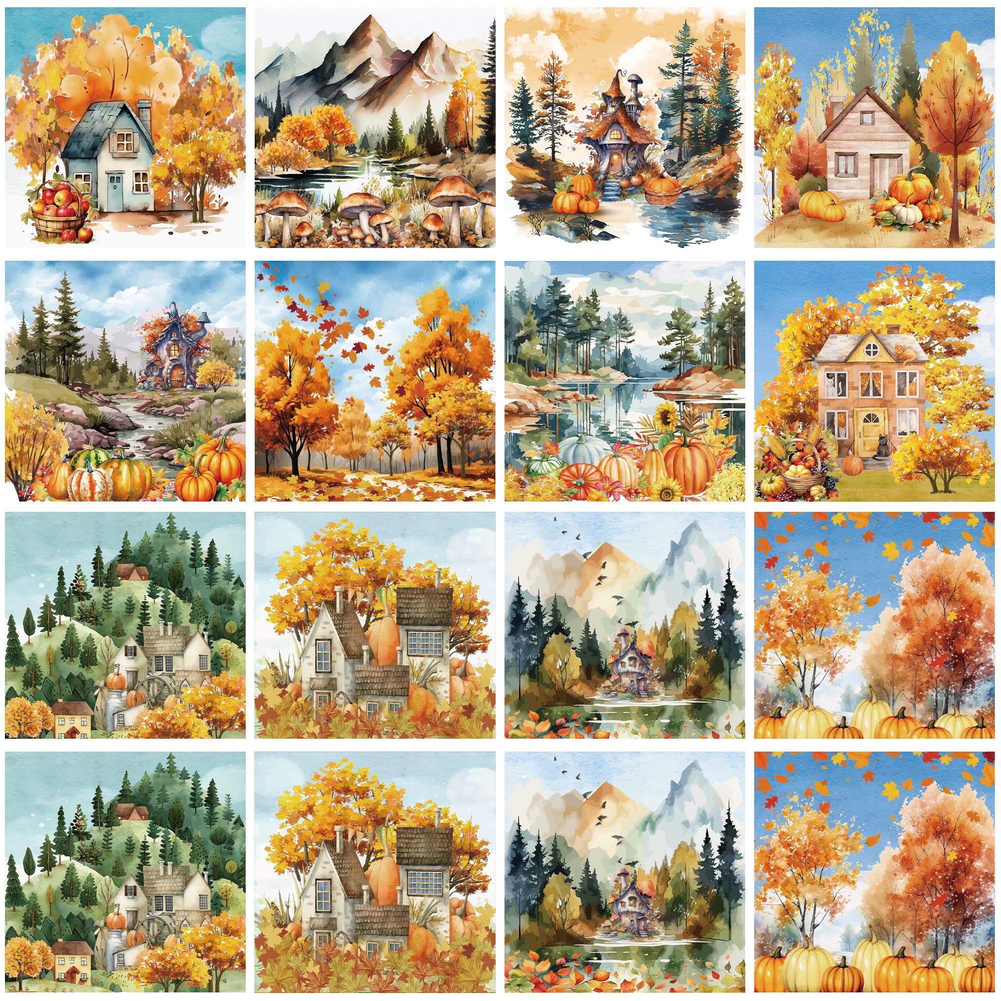 Autumn Rub on Transfer Stickers - 12 Sheets Autumn Scenery Transfer ...