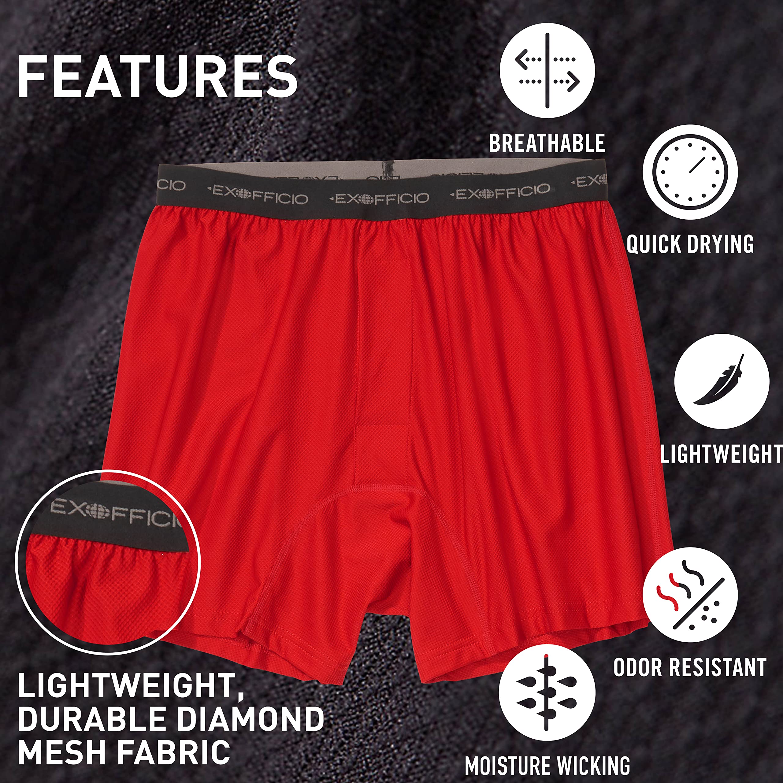 ExOfficio Men's Give-N-Go Boxer Single Pack Charcoal 2XL for sale ...