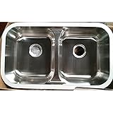 Karran Undermount Stainless Steel 31.5x18.125x8.75 0-Hole 50/50 Double ...