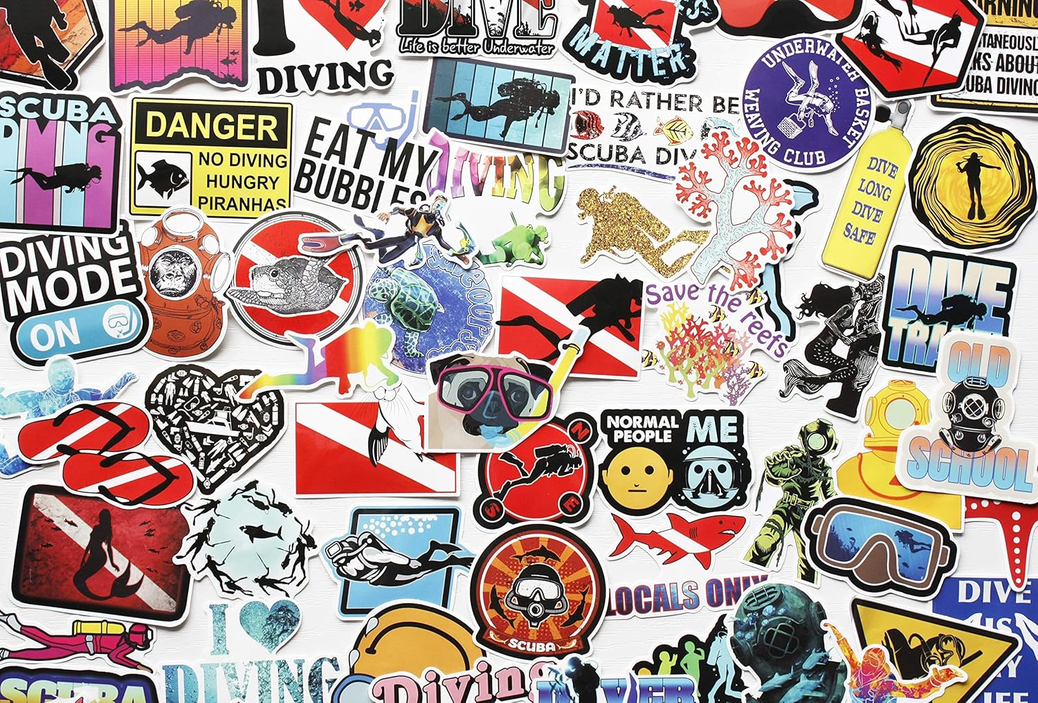Amazon.com: 60Pcs Diving Sticker Scuba Diving Decals Outdoors Stickers ...
