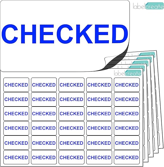 480x Checked Stickers (38 x 21mm) Clean, Clear & Consistent. High ...