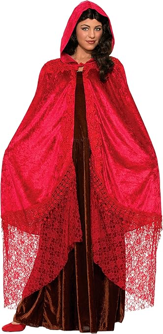 Forum Novelties Women's Medieval Fantasy Elegant Cape with Lace, Ruby ...