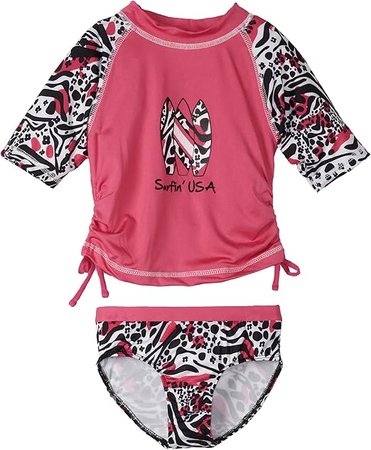 Amazon.com: Pink Platinum Little Girls' Wild Animal Rashguard Set: Rash ...