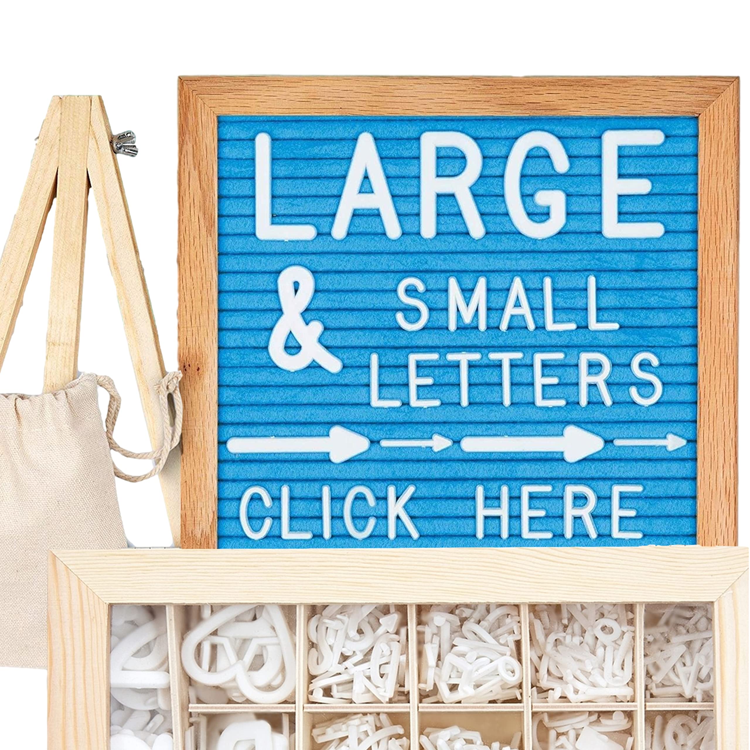 Little Hippo Blue Felt Letter Board Sign 10x10 Inch with 690+ PRE-Cut ...