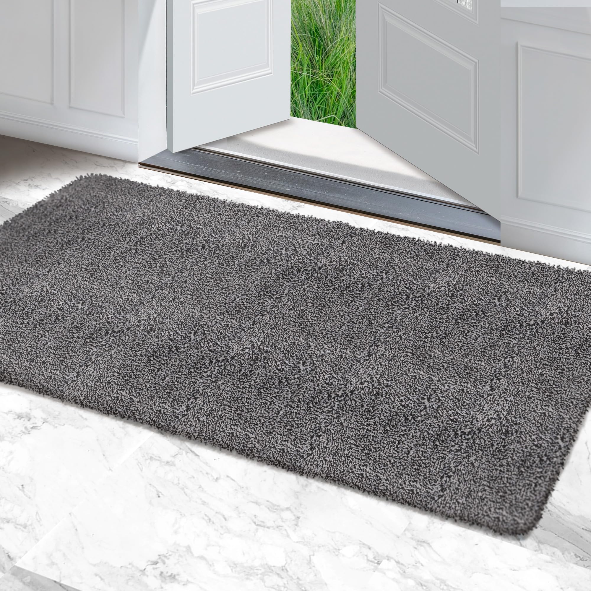 RugMast Premium Microfiber Indoor Door Mat – 36”x72” Washable, Non-Slip ...