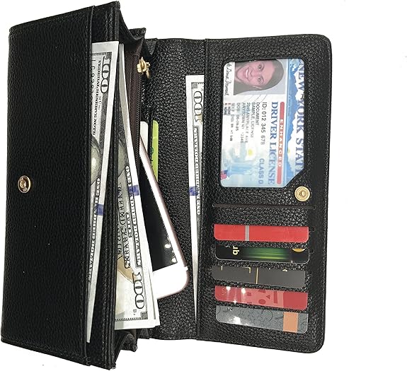 Amazon.com: QUEENX Women's Large Capacity Wallet Bifold Luxury Leather ...