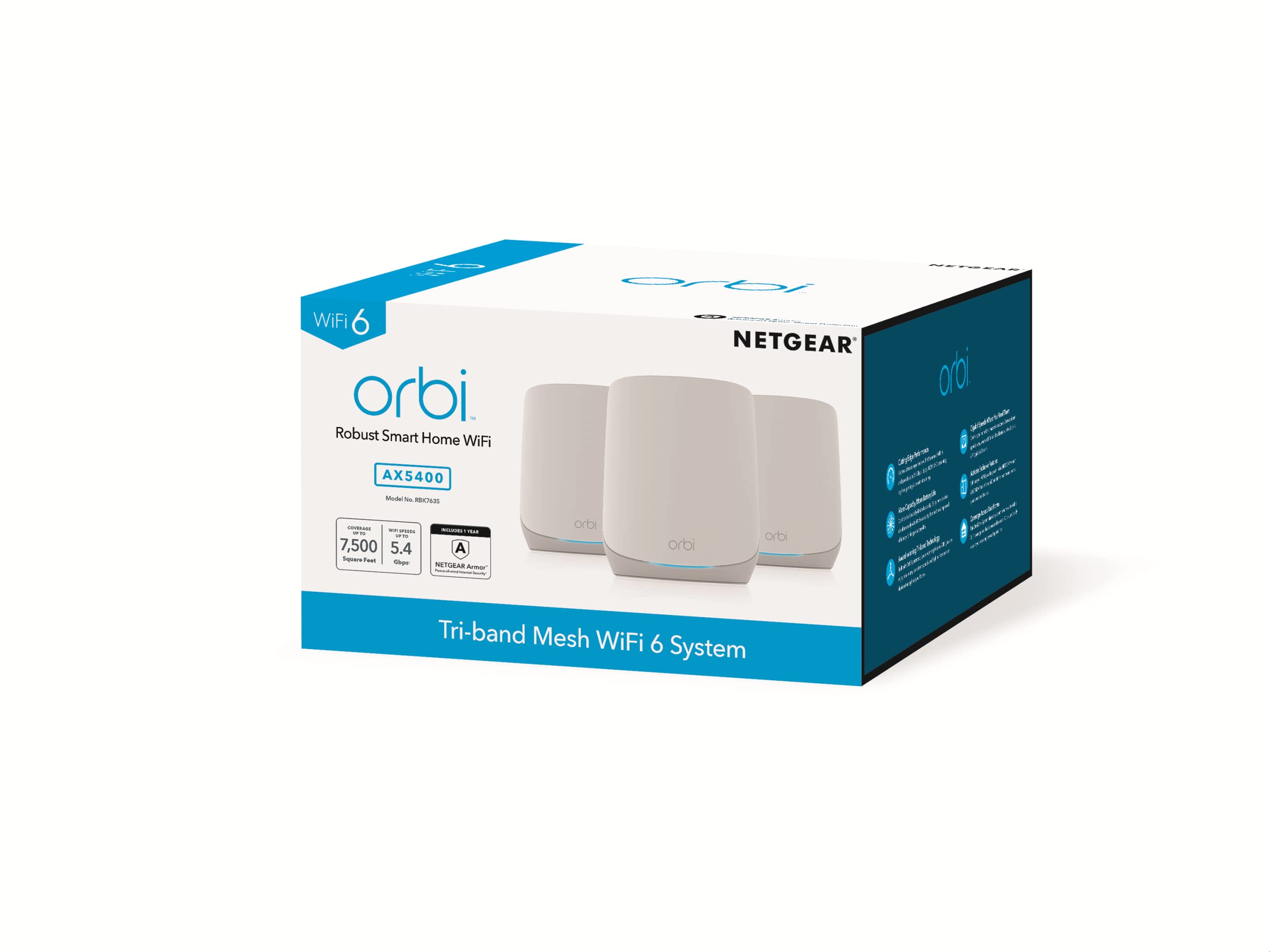 Mua Netgear Orbi RBK763-100NAR AX5400 Tri-band WiFi 6 Mesh System, 5 ...