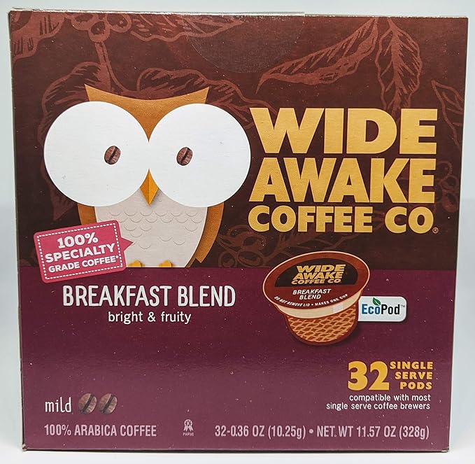 Wide Awake Coffee Single Serve Coffee Pods (32 Count, Breakfast Blend ...