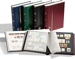 Amazon.com: Lighthouse 32 Black Page Leatherette Cover Stamp Stockbook ...