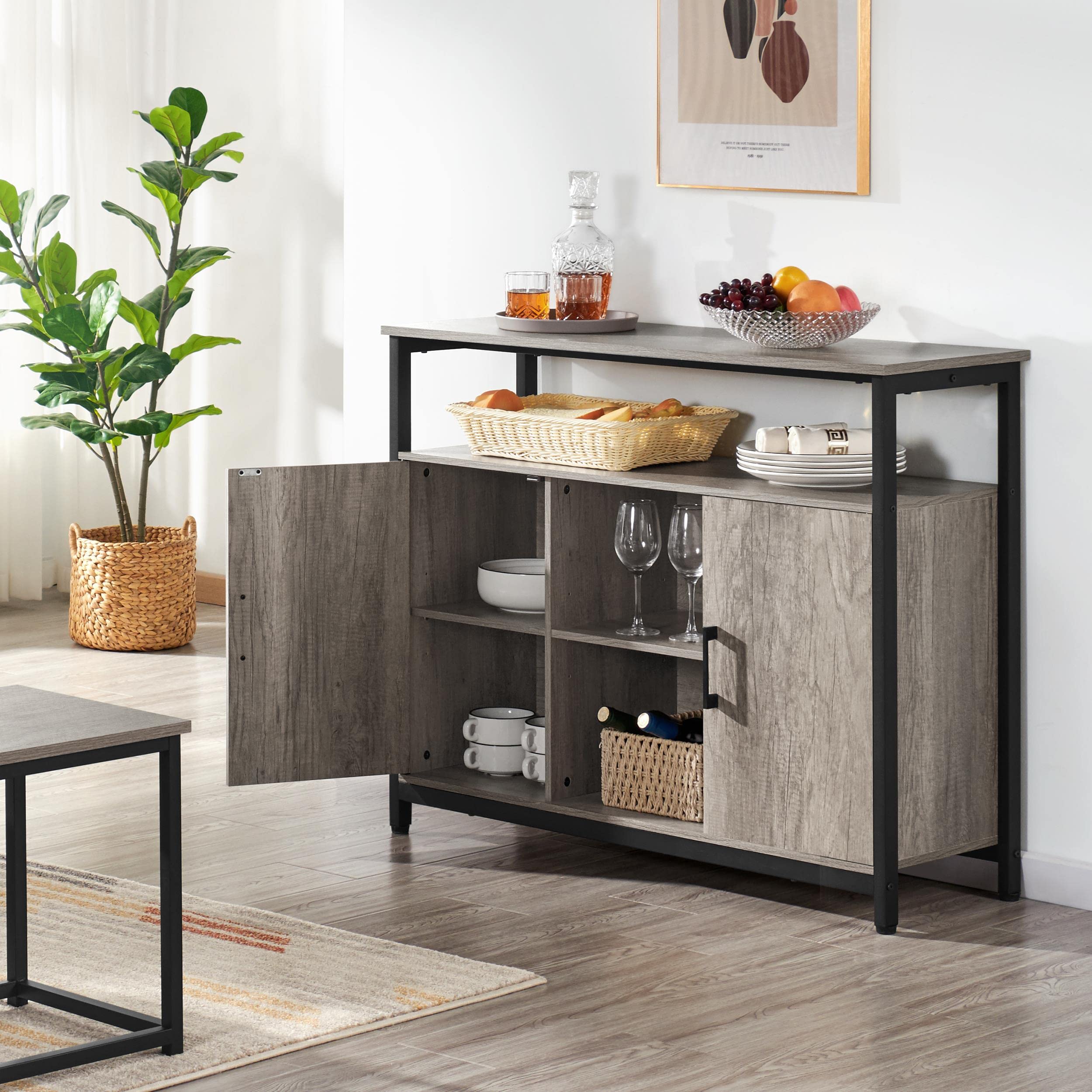 Yaheetech Sideboard, Kitchen Buffet Table, Storage Cabinet, Console ...