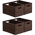 Amazon.com - joybest Dark Brown Wicker Storage Baskets, Rectangular ...