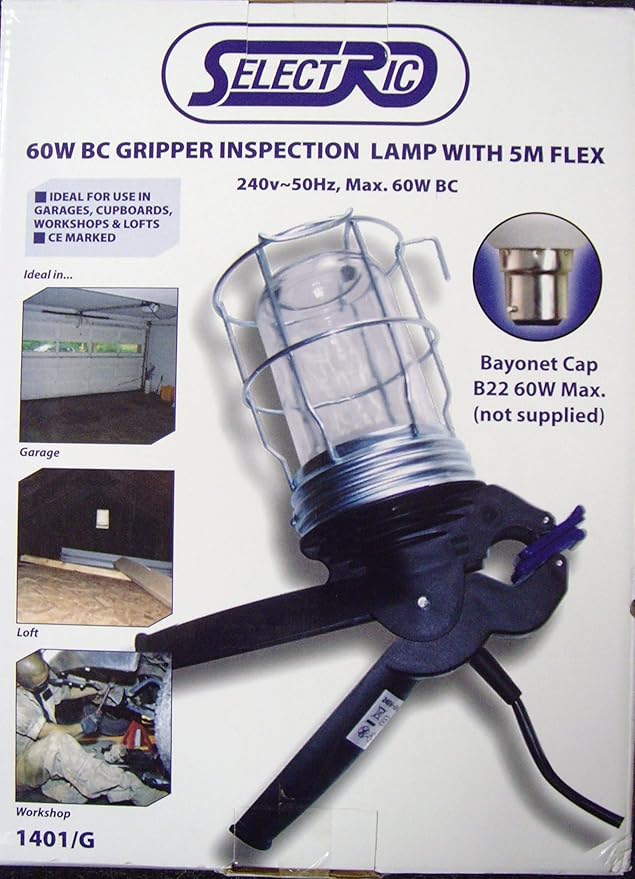 60W BC GRIPPER INSPECTION LAMP WITH 5M FLEX: Amazon.co.uk: DIY & Tools