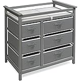 Amazon.com : Sleigh Style Baby Changing Table with Laundry Hamper and 3 ...