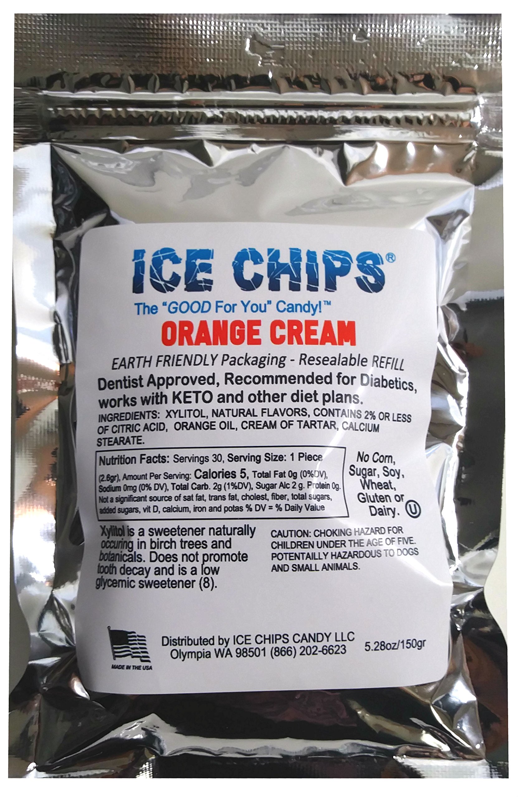 Amazon.com : ICE CHIPS 100% Birchwood Xylitol Candy in Large 5.28 oz ...