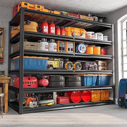 REIBII 84" H 6 Tier Storage Shelves for Garage Shelving, 3500LBS Garage ...