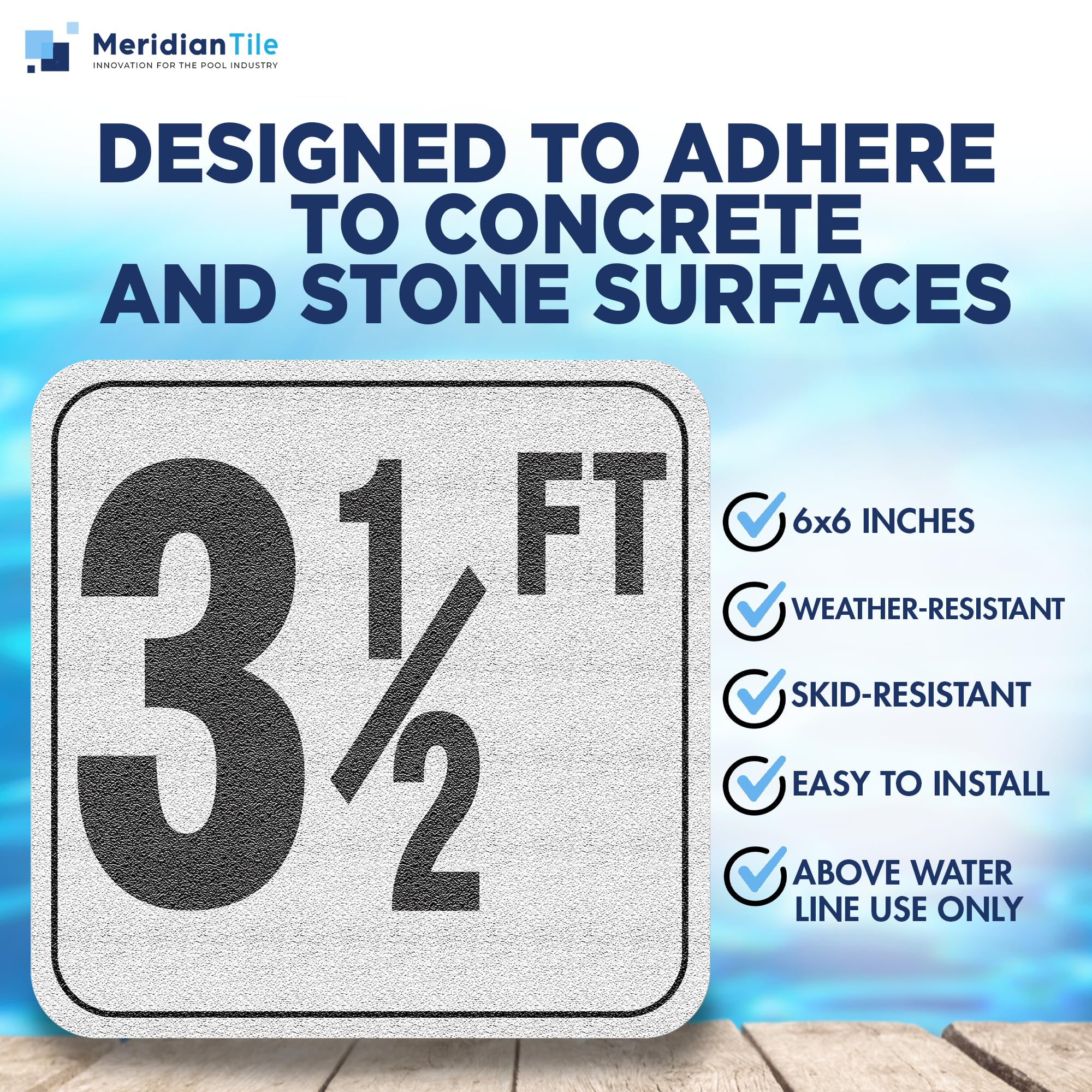 Mua Aquatic Custom Tile 3 1/2FT Pool Depth Markers, 6x6 Inches Vinyl ...