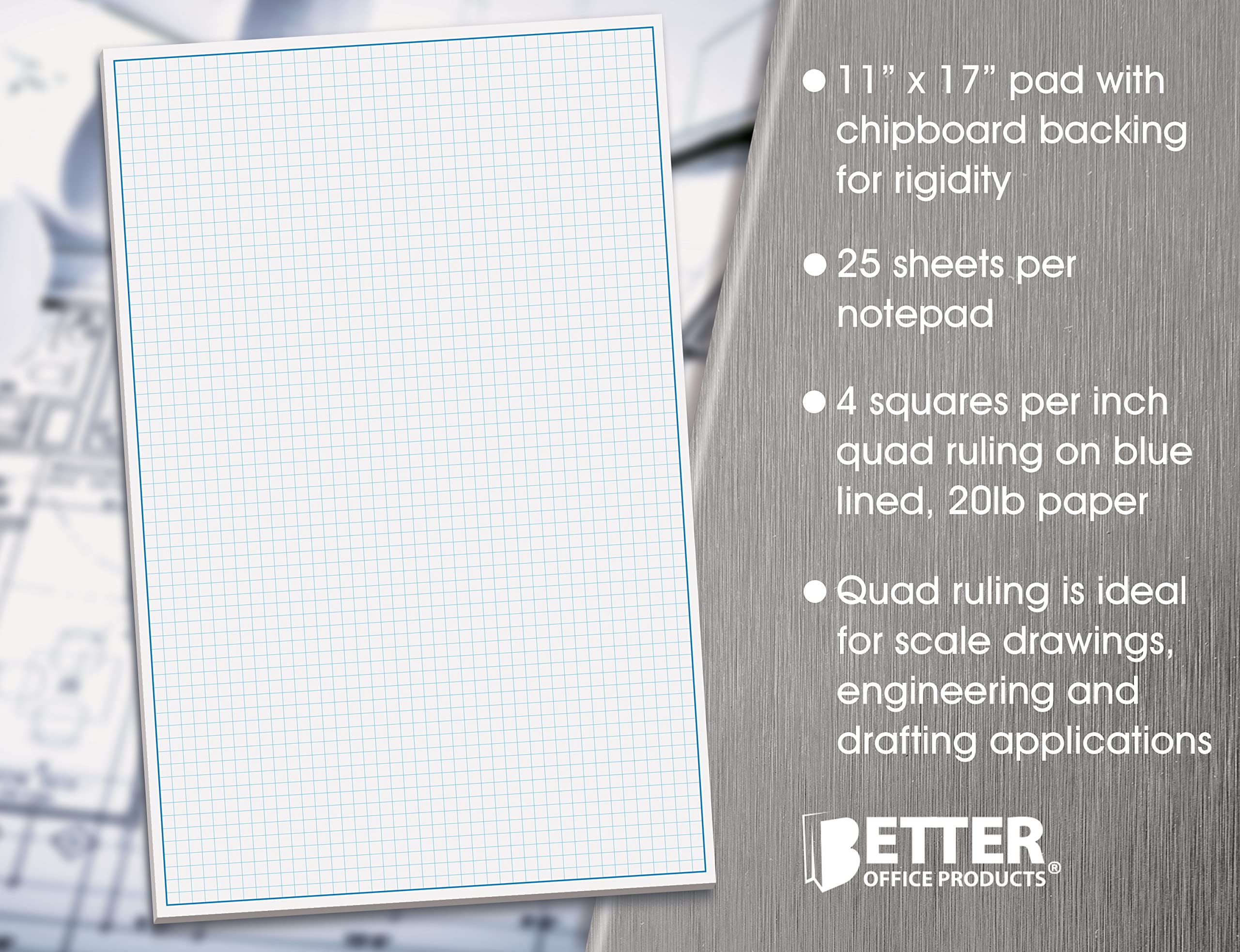 Mua Graph Paper Pad, 17" x 11", 25 Sheets, Blue Line Border, Blueprint ...