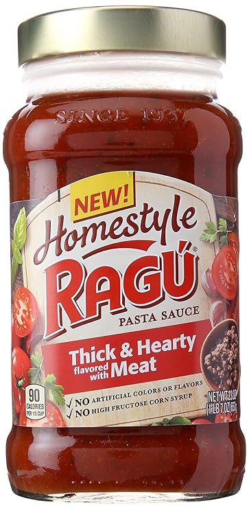 Amazon.com : Ragu Homestyle Thick And Hearty Meat Pasta Sauce, 23 oz ...
