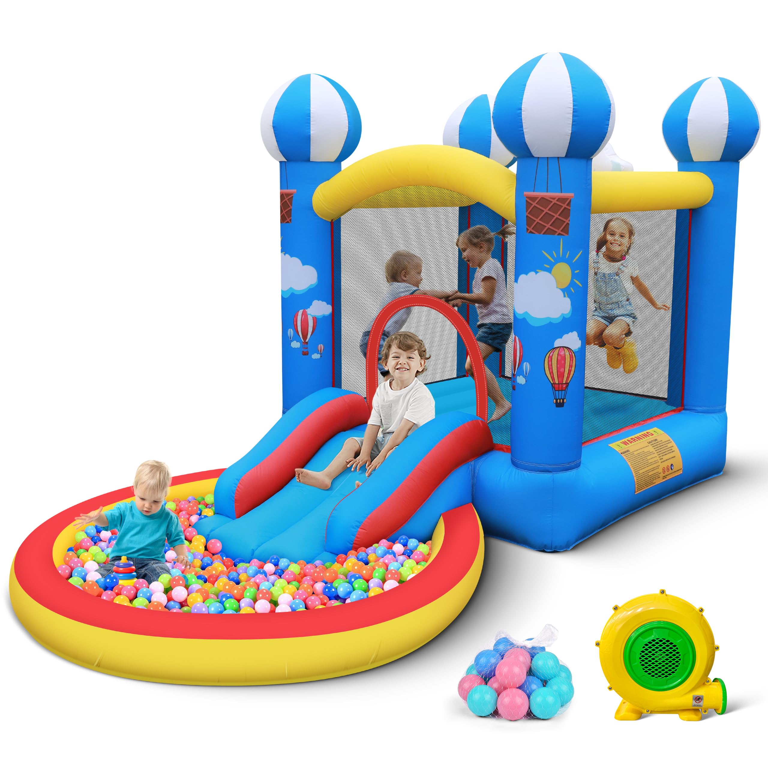 Inflatable Bounce House: 4 in 1 Bouncy Castle with Ball Pit & Slide for ...