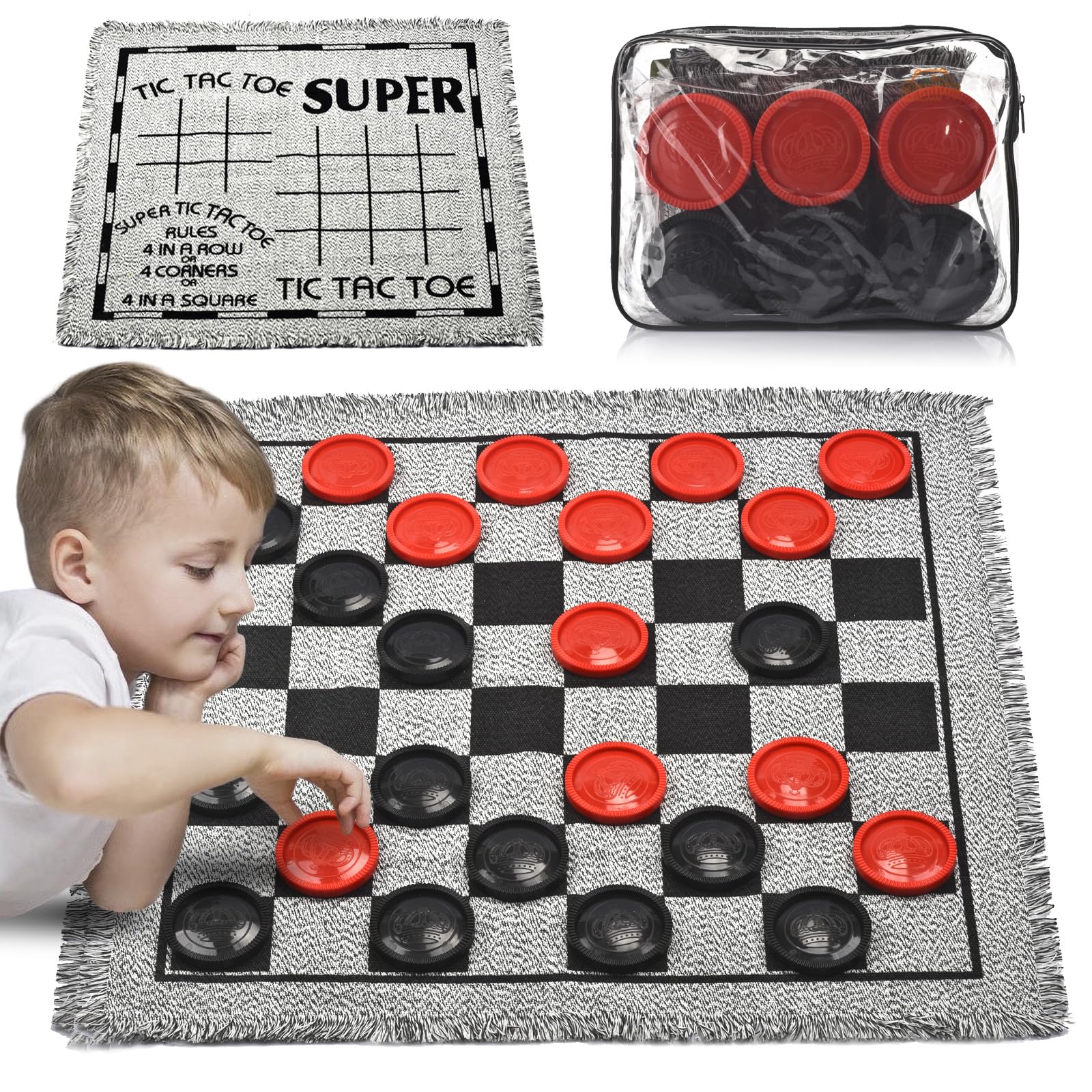 Mua QuadPro Giant Checkers Board Game Set,3 in 1 Jumbo Tic Tac Toe Game ...