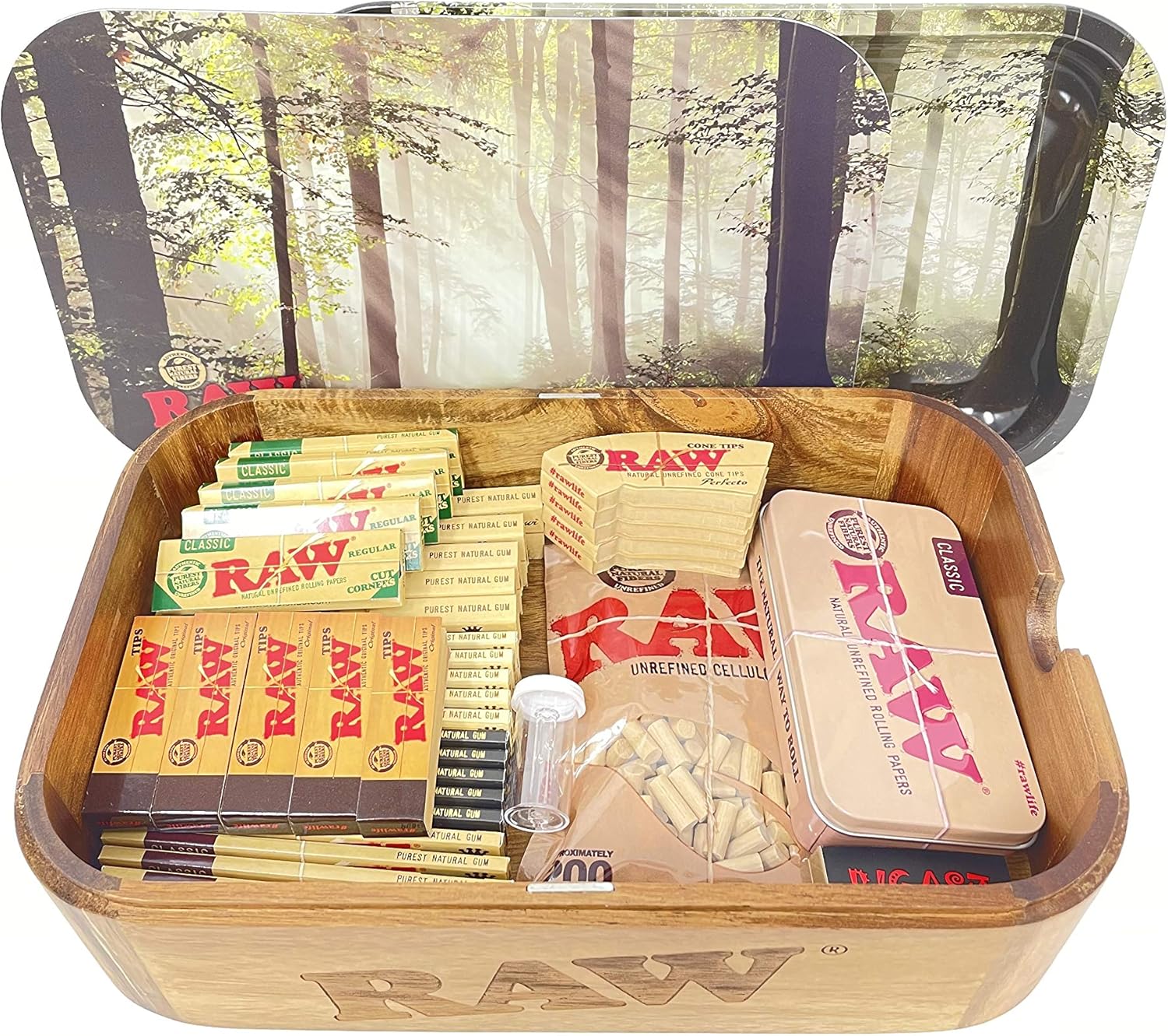 Reds Exclusive Tips RAW Wooden Cache Box Set with Tray and Magnetic ...