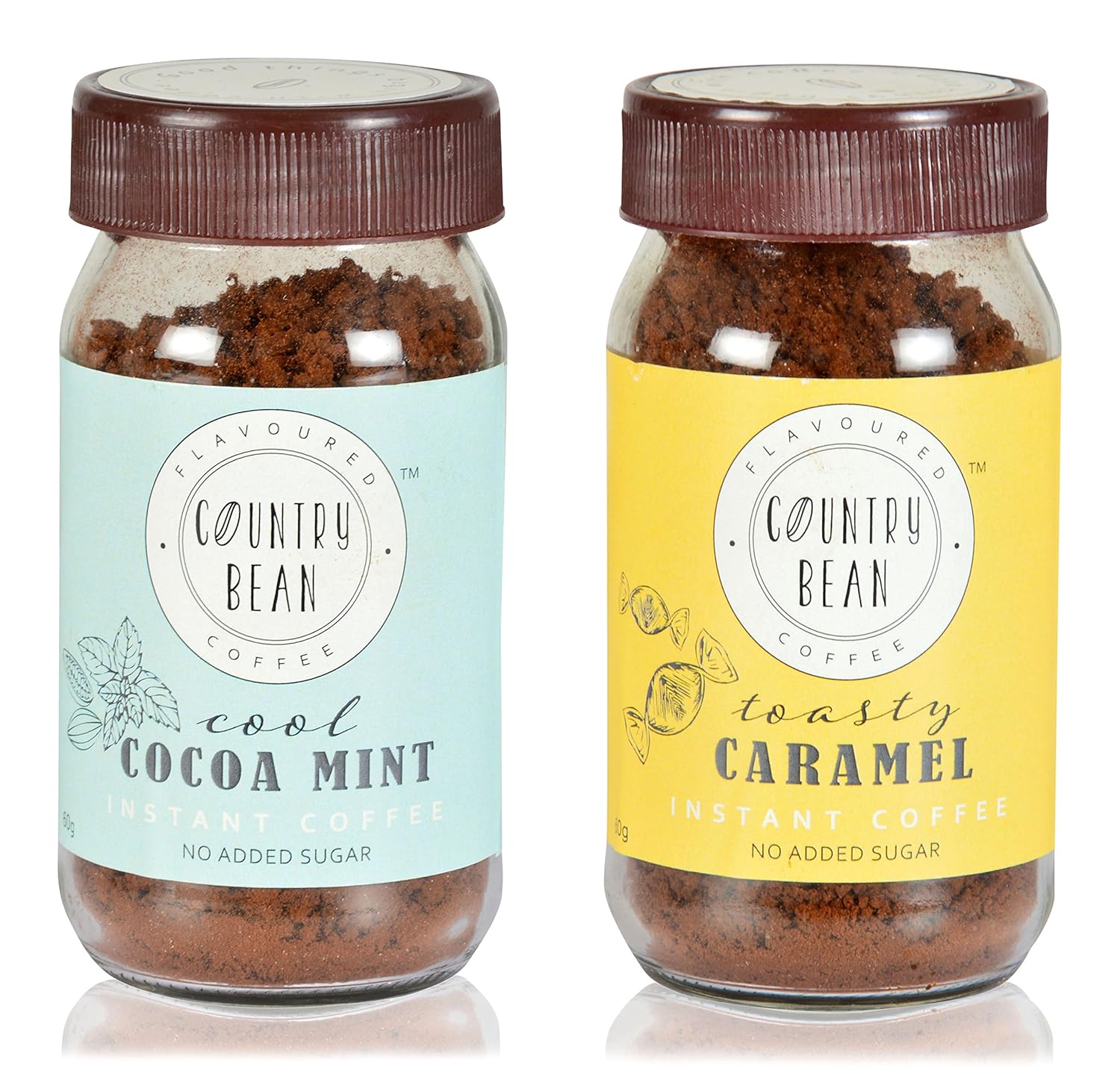 Country Bean Instant Coffee Powder Caramel Cocoa Mint Flavours Combo ...