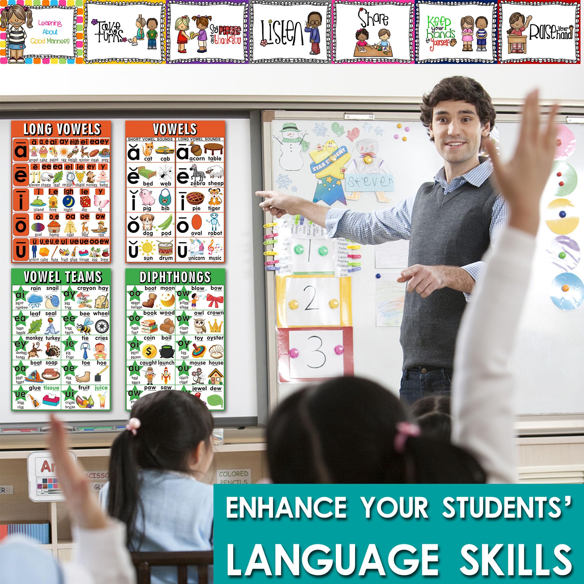 Mua 16 English Phonics Posters Language Arts Charts for Kids Toddler ...