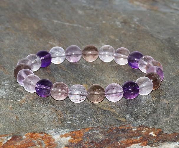 Amazon.com: 8mm Super 7 Crystal Bracelet Handmade Super Seven Beaded ...