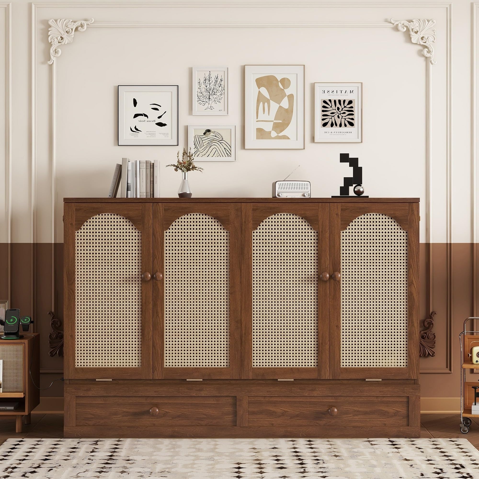 MISSING HARDWARE***** KEIKI Queen Murphy Bed Cabinet with Charging ...