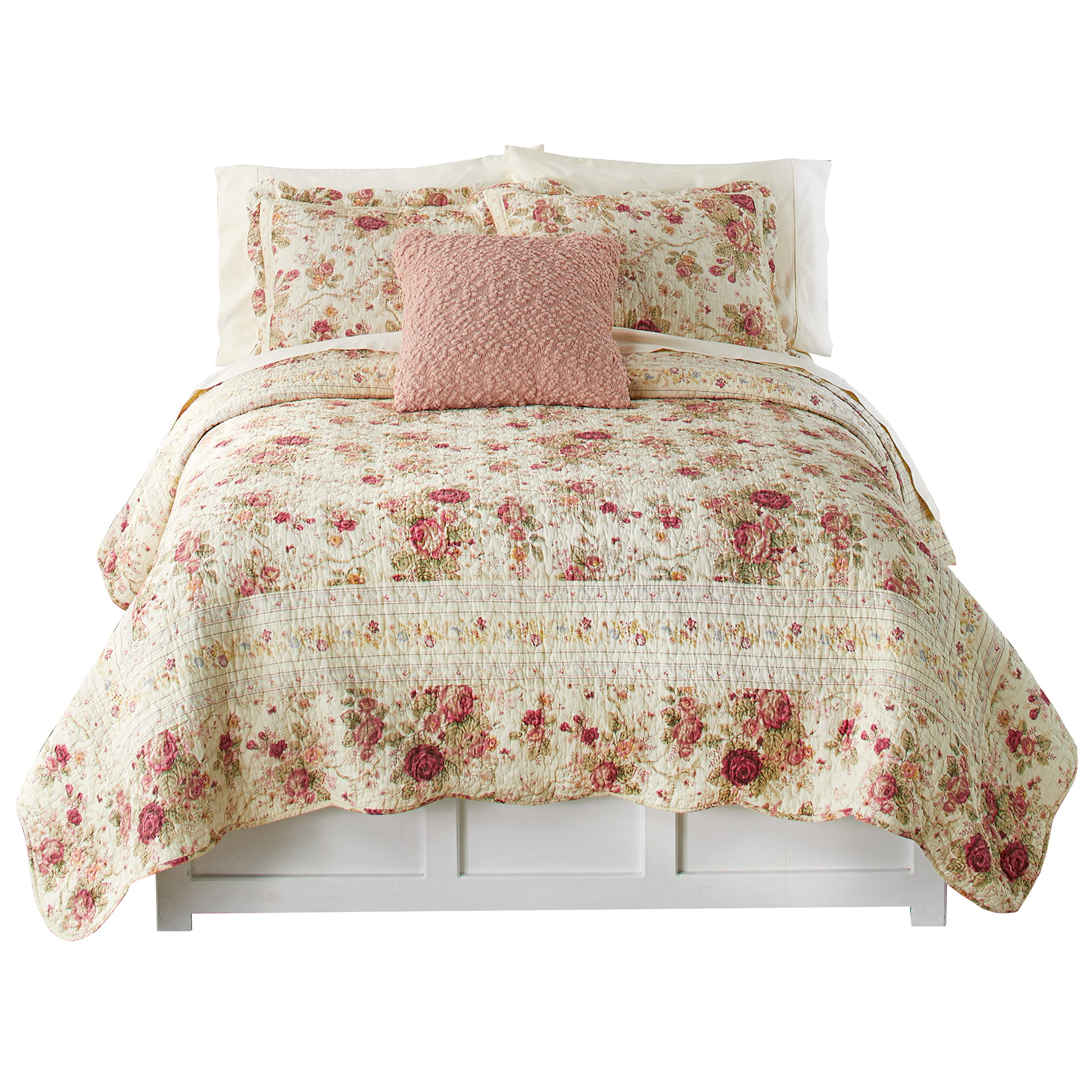 Greenland Home Antique Rose Full/Queen Quilt Set, Ecru for sale | North ...