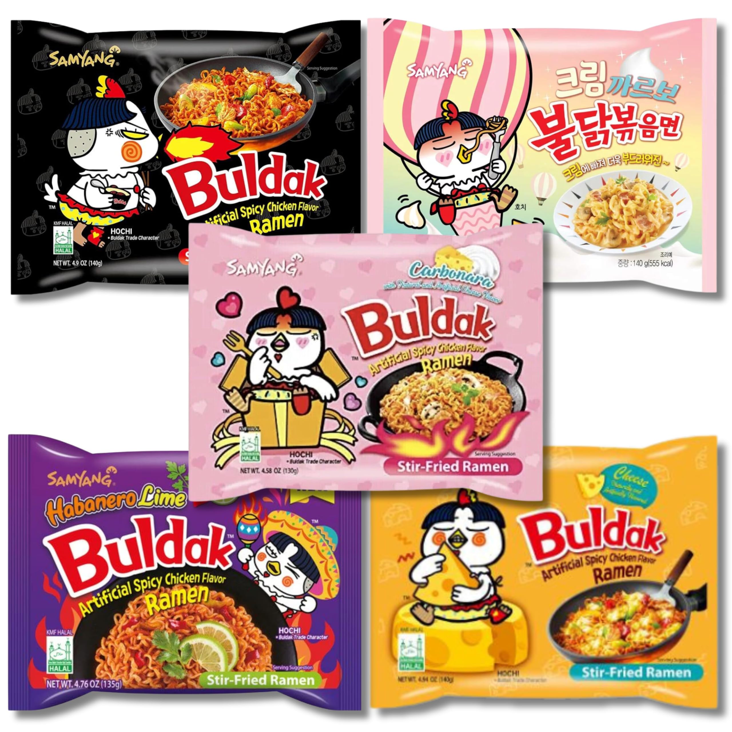 Mua Buldak Ramen Noodles 5 Flavor Variety Combo - Original, 2x Spicy ...