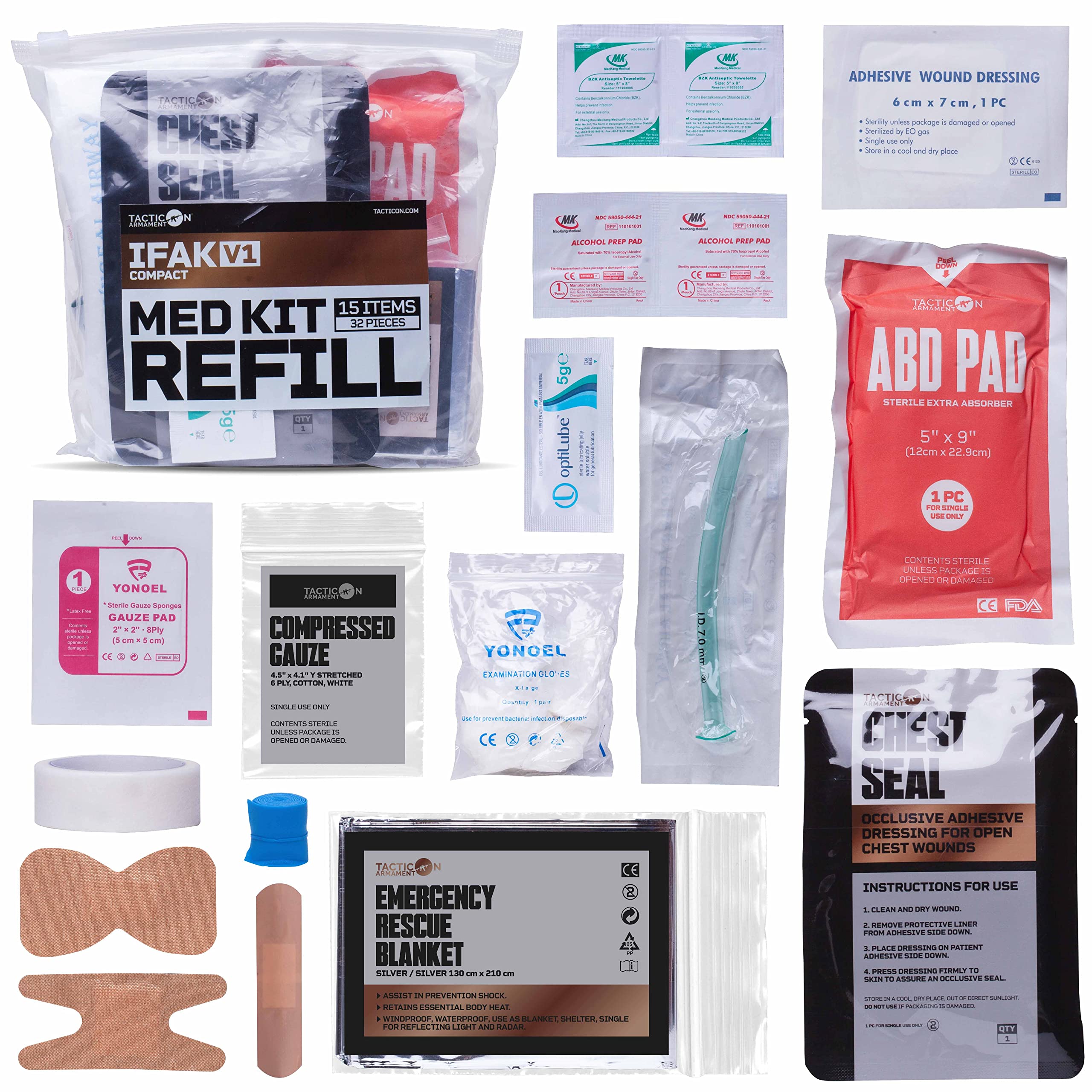 TACTICON V1 IFAK | Tactical Trauma Refill Kit | First Aid | Vented ...